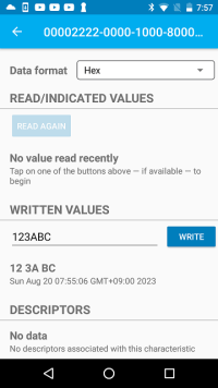 BLEペリフェラルへのコマンド出力 | TomoSoft